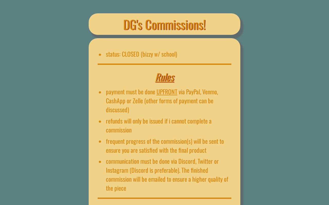 DG Commission Sheet